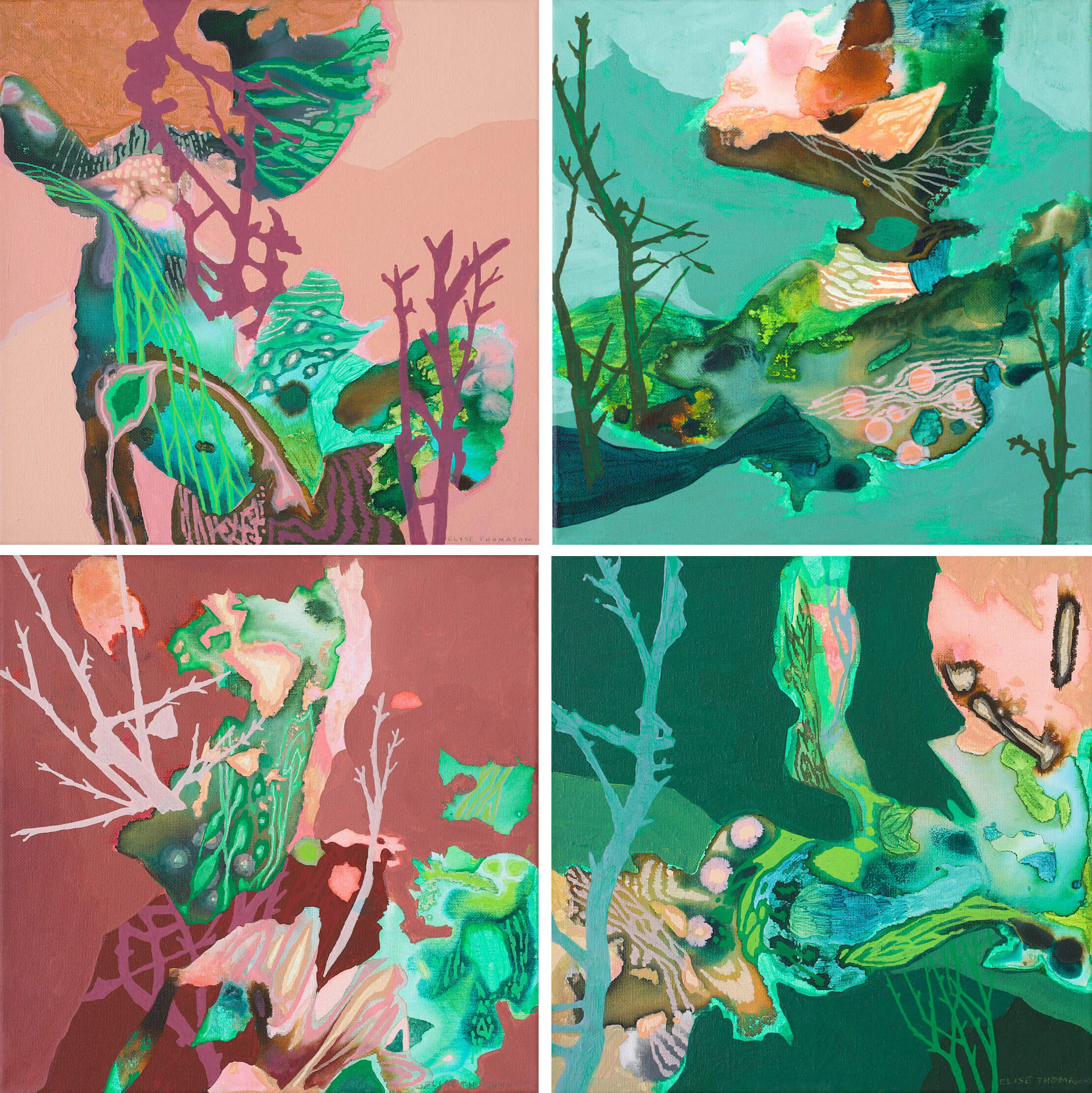 Set of Four Abstract Paintings – Elise Thomason, Artist
