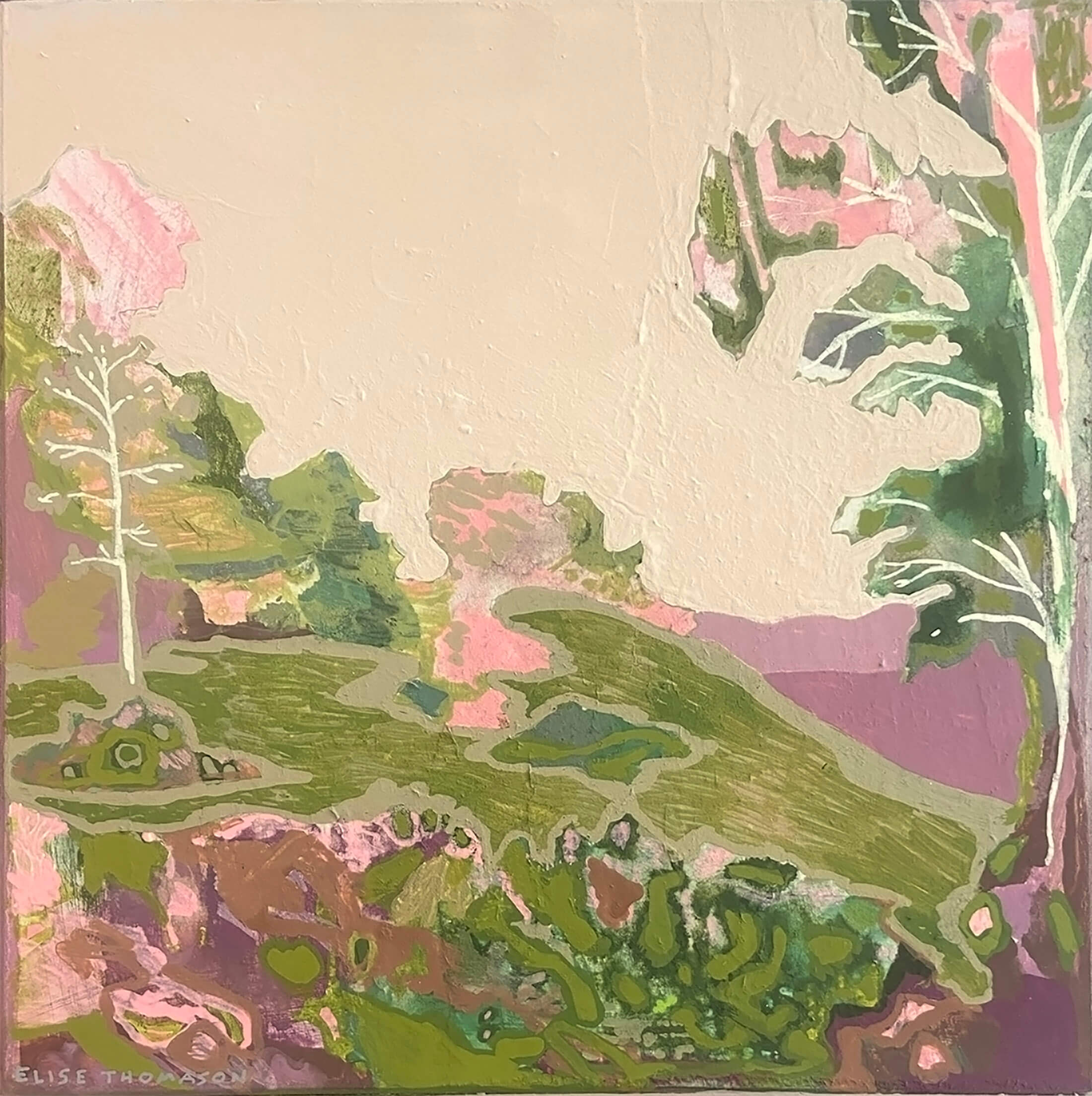 Framed Modern Landscape Painting – Elise Thomason, Artist